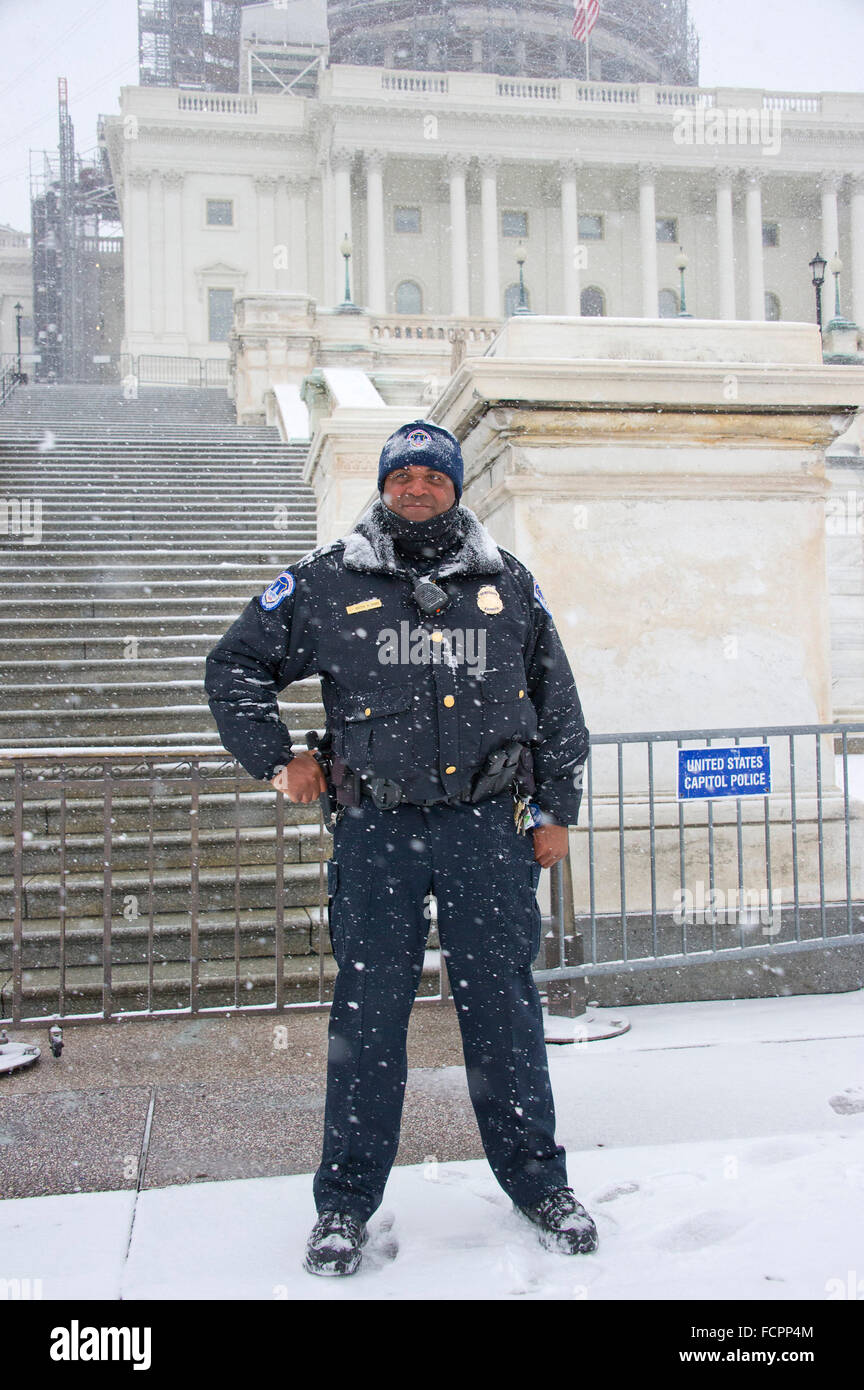 Officer Keith Atkins of the United States Capitol Police stands guard ...