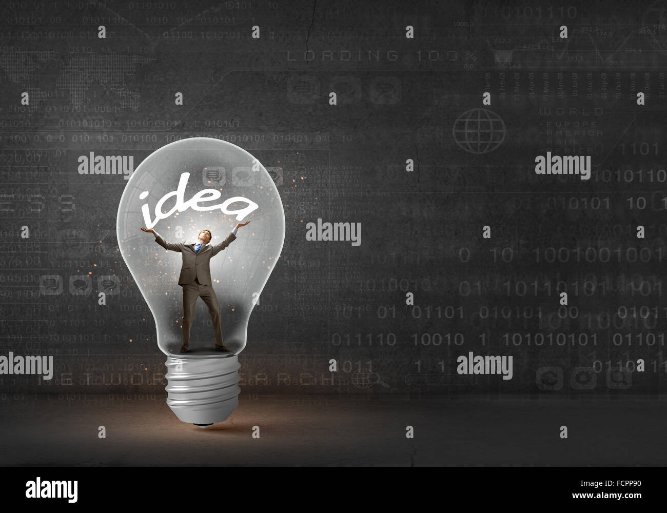 Man holding luminous idea inside light bulb Stock Photo - Alamy