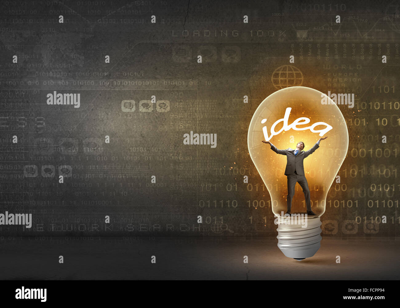 Man holding luminous idea inside light bulb Stock Photo - Alamy