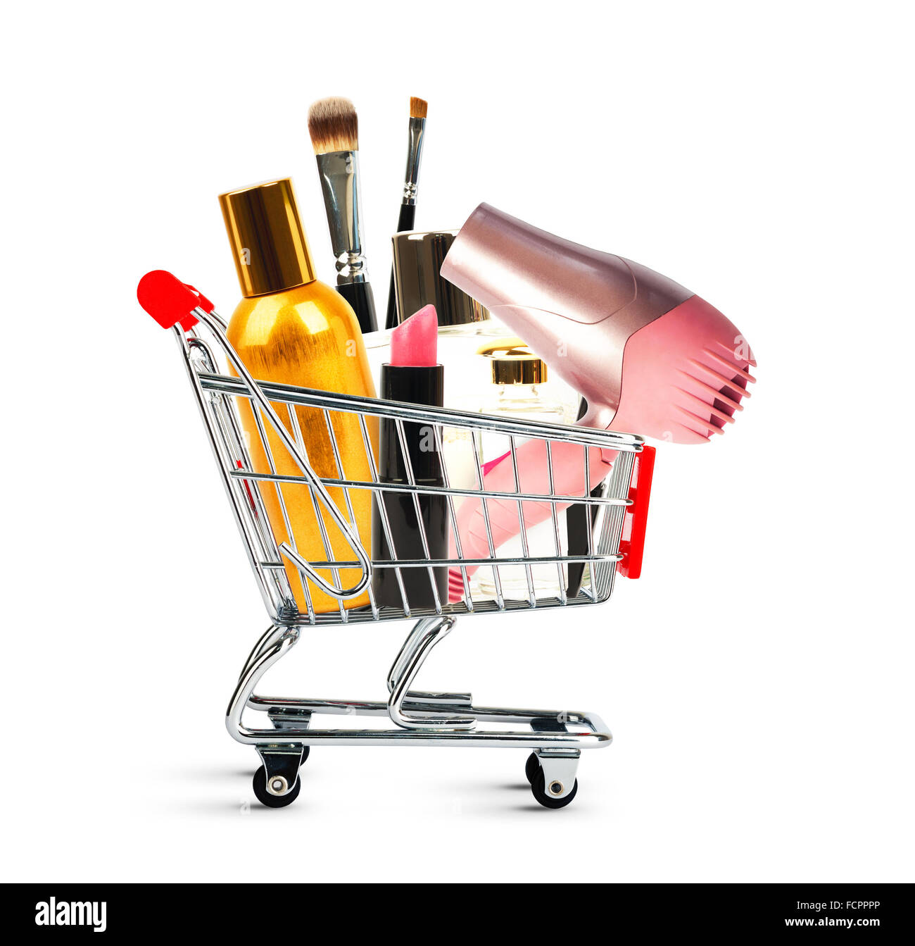 Shopping cart with cosmetics Stock Photo - Alamy