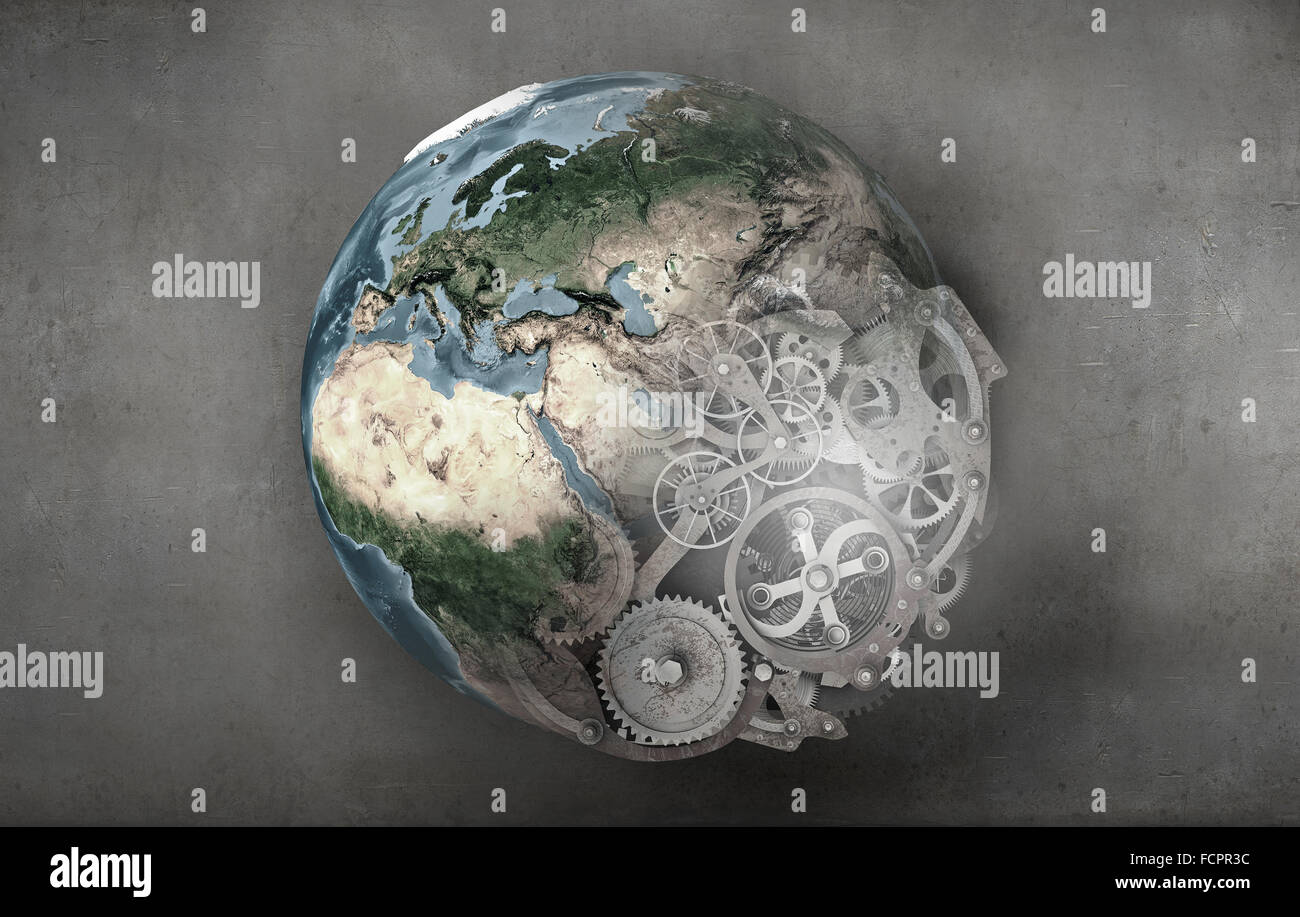 Earth planet made of gears. Elements of this image are furnished by ...