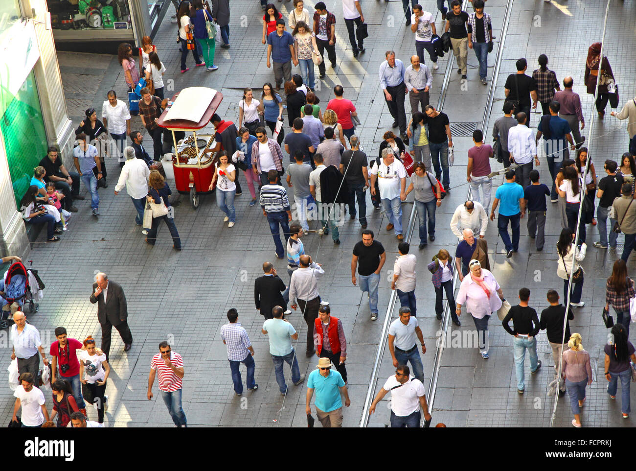 People walking on Istiklal Street in Istanbul, Turkey. It is the most ...