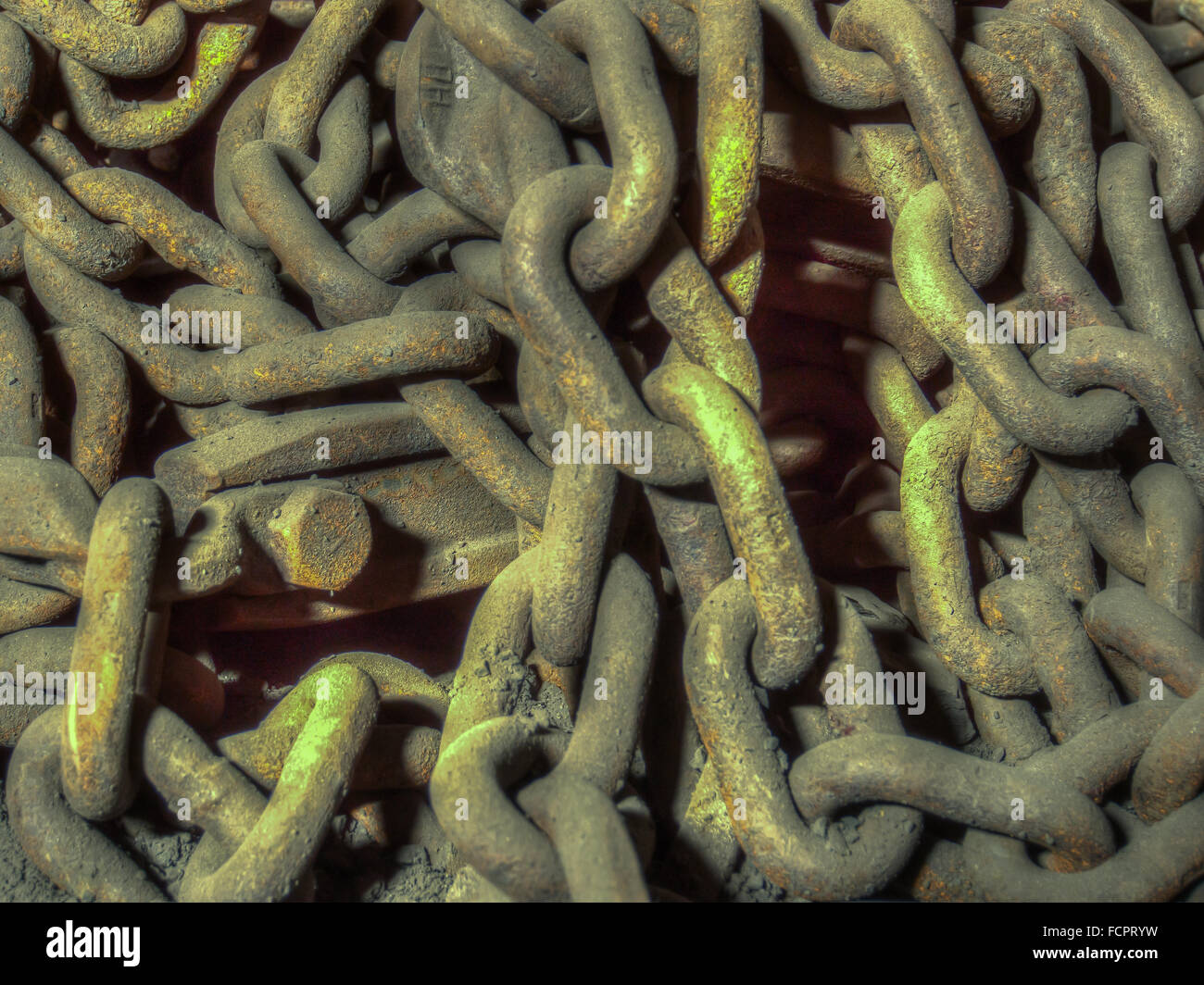 A huge rusty steel chain in a coal mine Stock Photo - Alamy