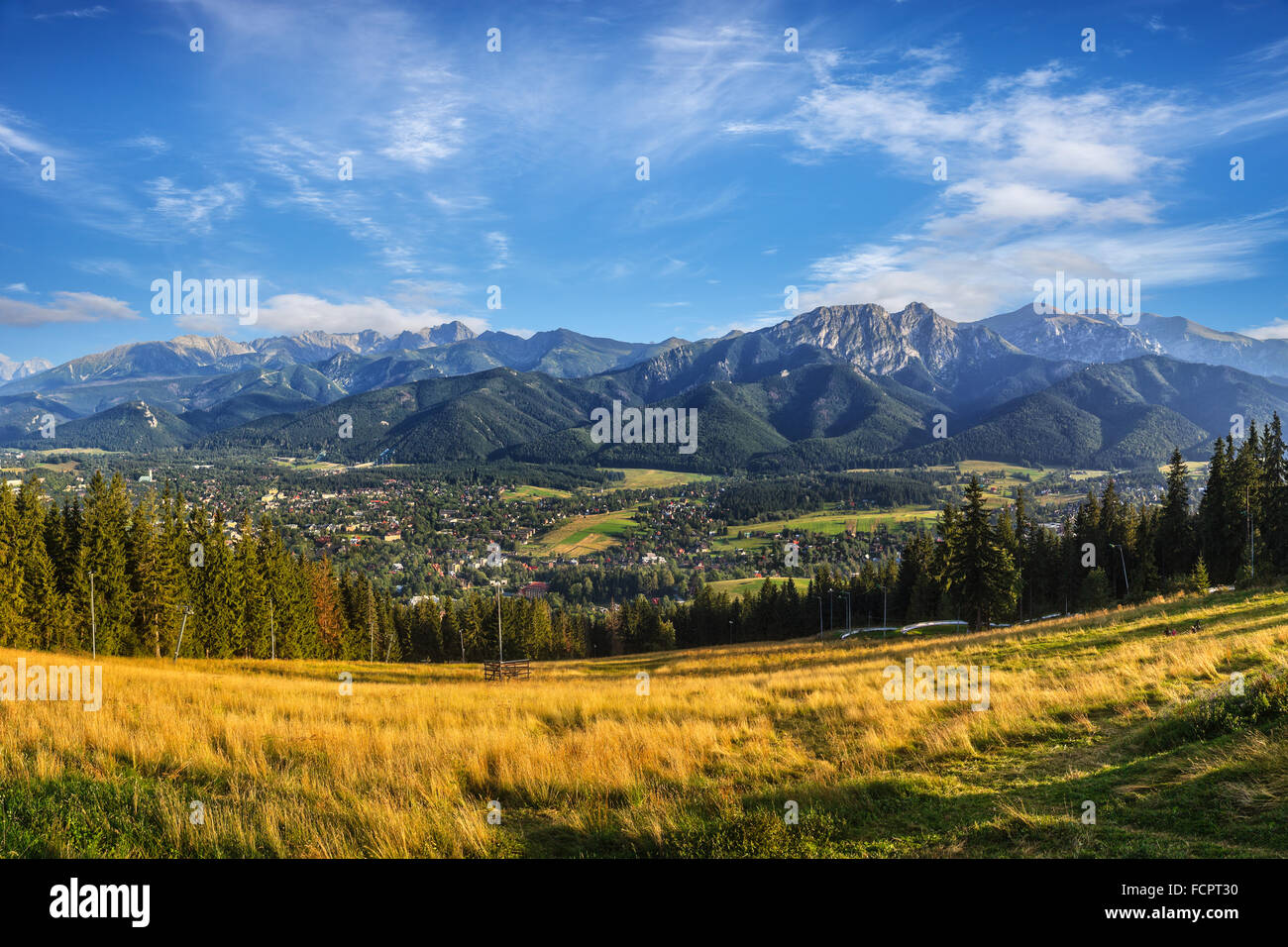 A view of The Tatra Mountains and Zakopane in summer, Poland Stock ...