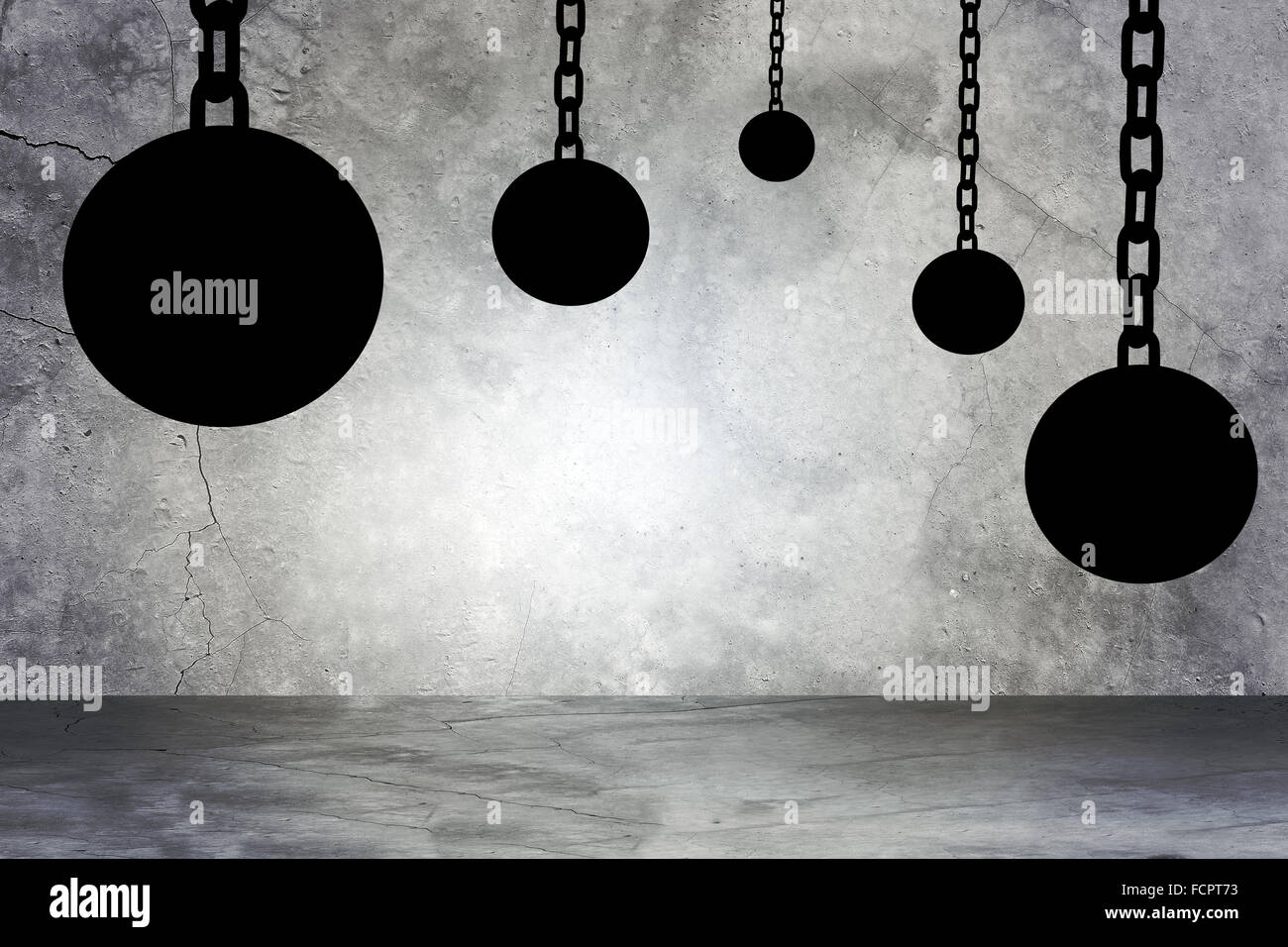 Black iron ball with chains Stock Photo - Alamy