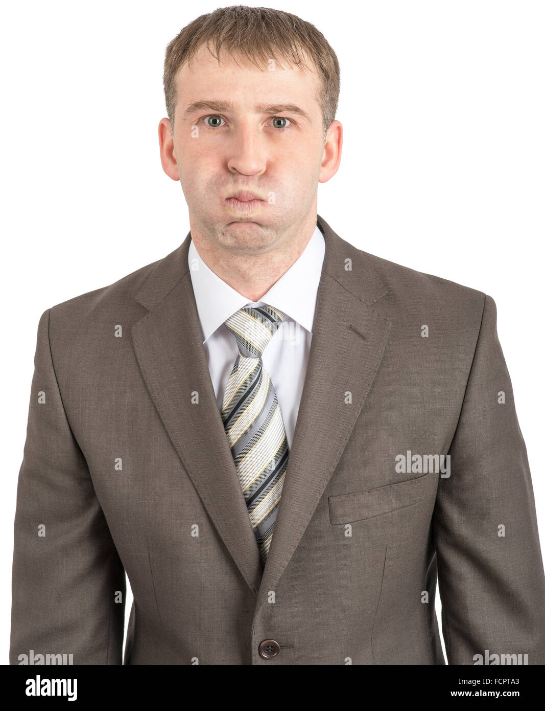 Businessman with inflated cheeks Stock Photo - Alamy