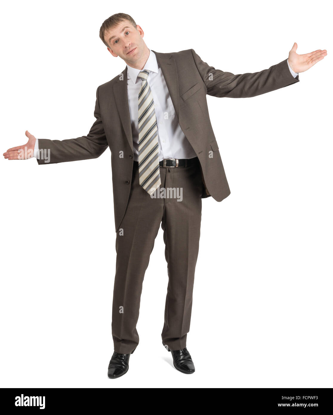 Businessman with spread arms Stock Photo - Alamy