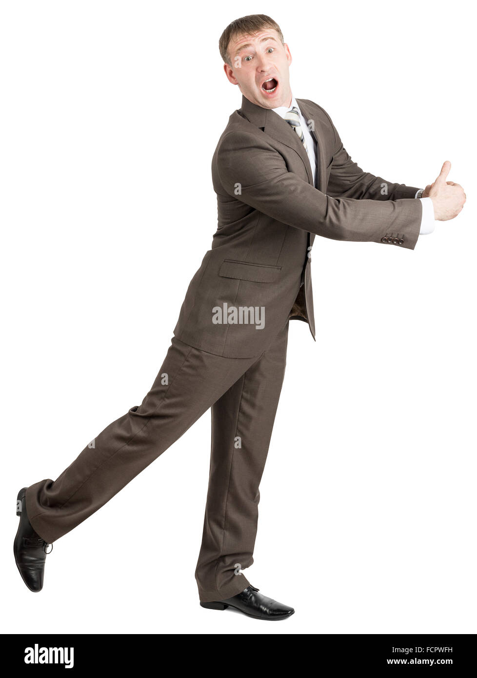 Businessman hugging empty space Stock Photo - Alamy