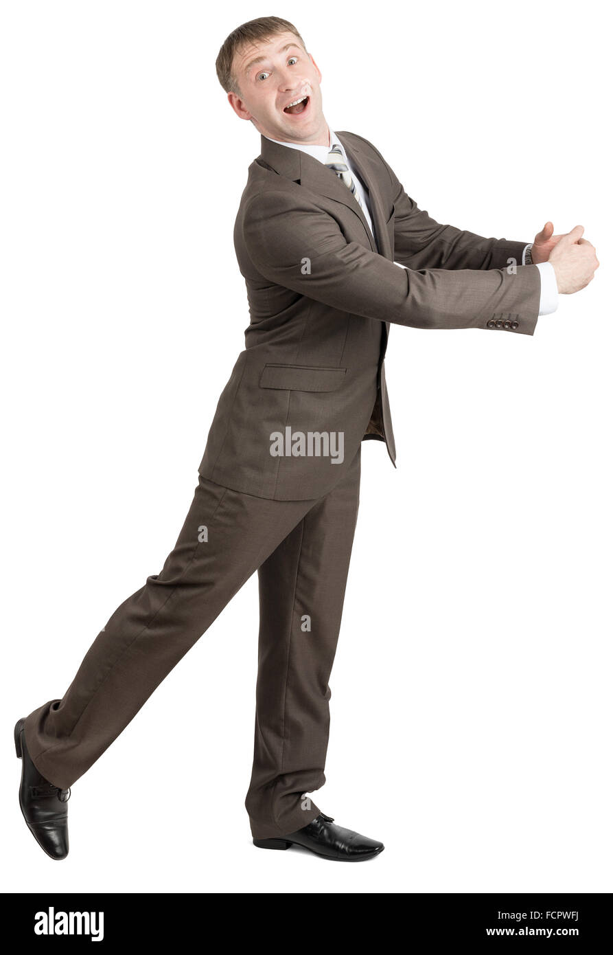 Businessman hugging empty space Stock Photo - Alamy