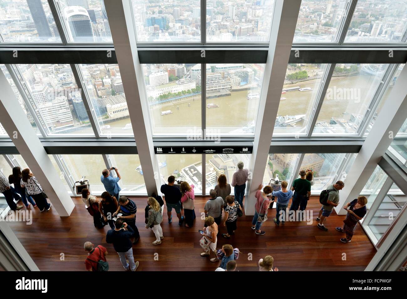 Spectators on the viewing deck of The Shard, London Stock Photo - Alamy