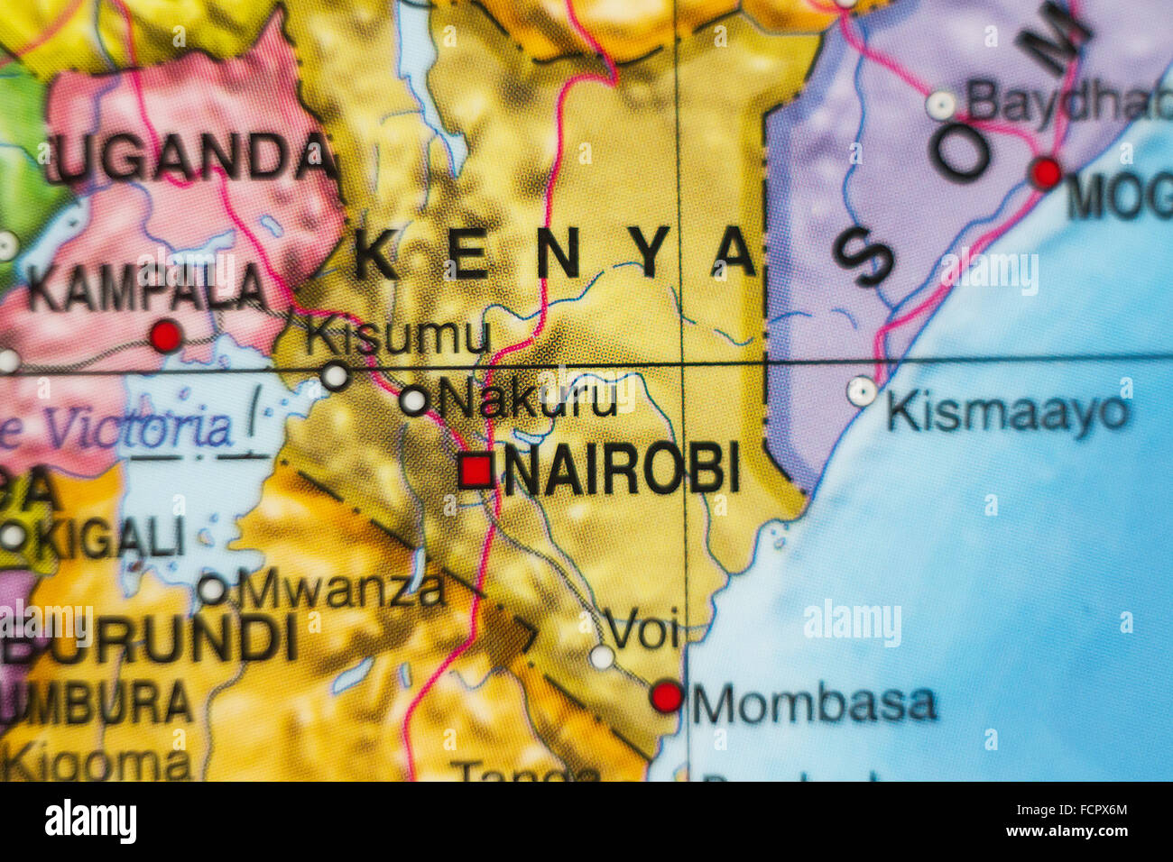 Photo of a map of Kenya and the capital Nairobi Stock Photo - Alamy
