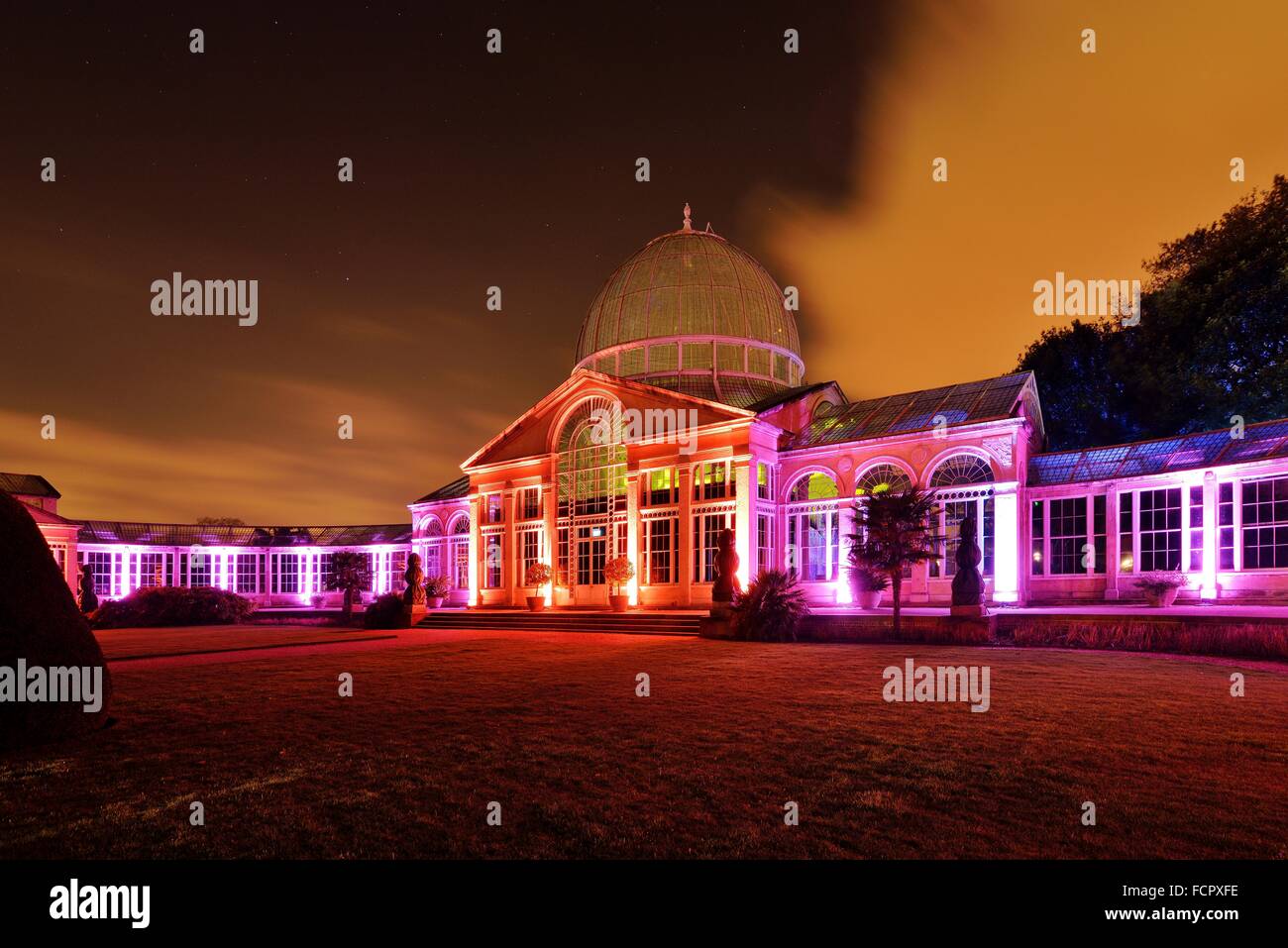 The conservatory at Syon Park, London, illuminated Stock Photo - Alamy