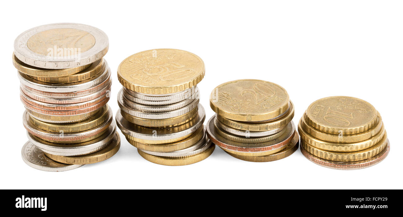 Piles of coins Stock Photo - Alamy