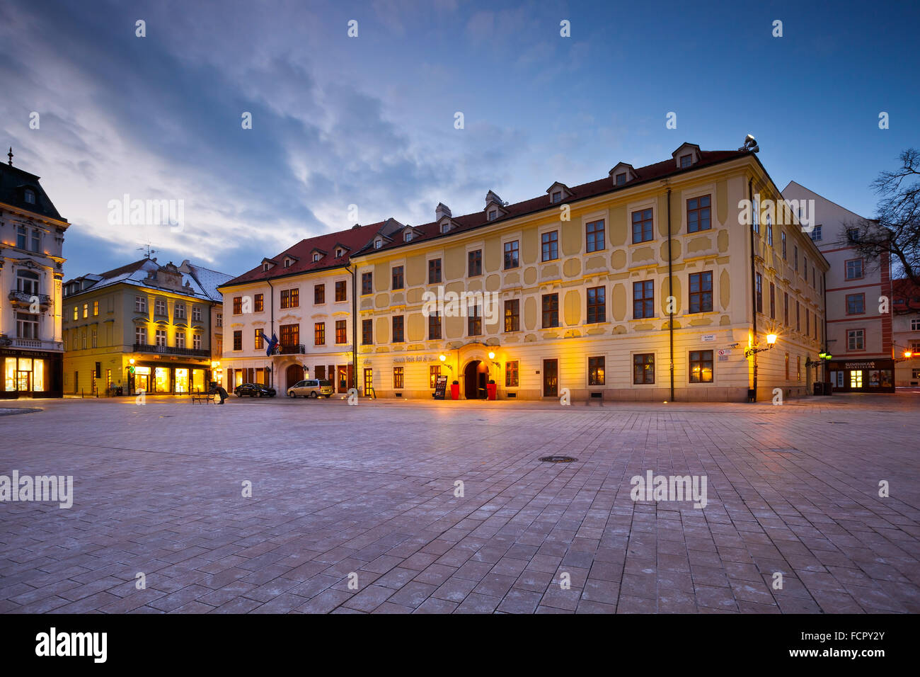 View of the main square in the old town of Bratislava, Slovakia Stock ...