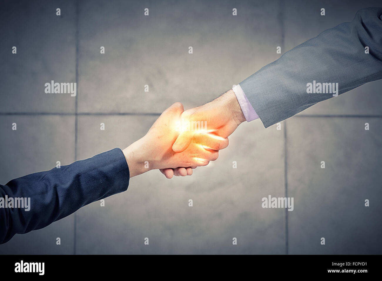 Top view of two businesswpeople shaking hands Stock Photo - Alamy