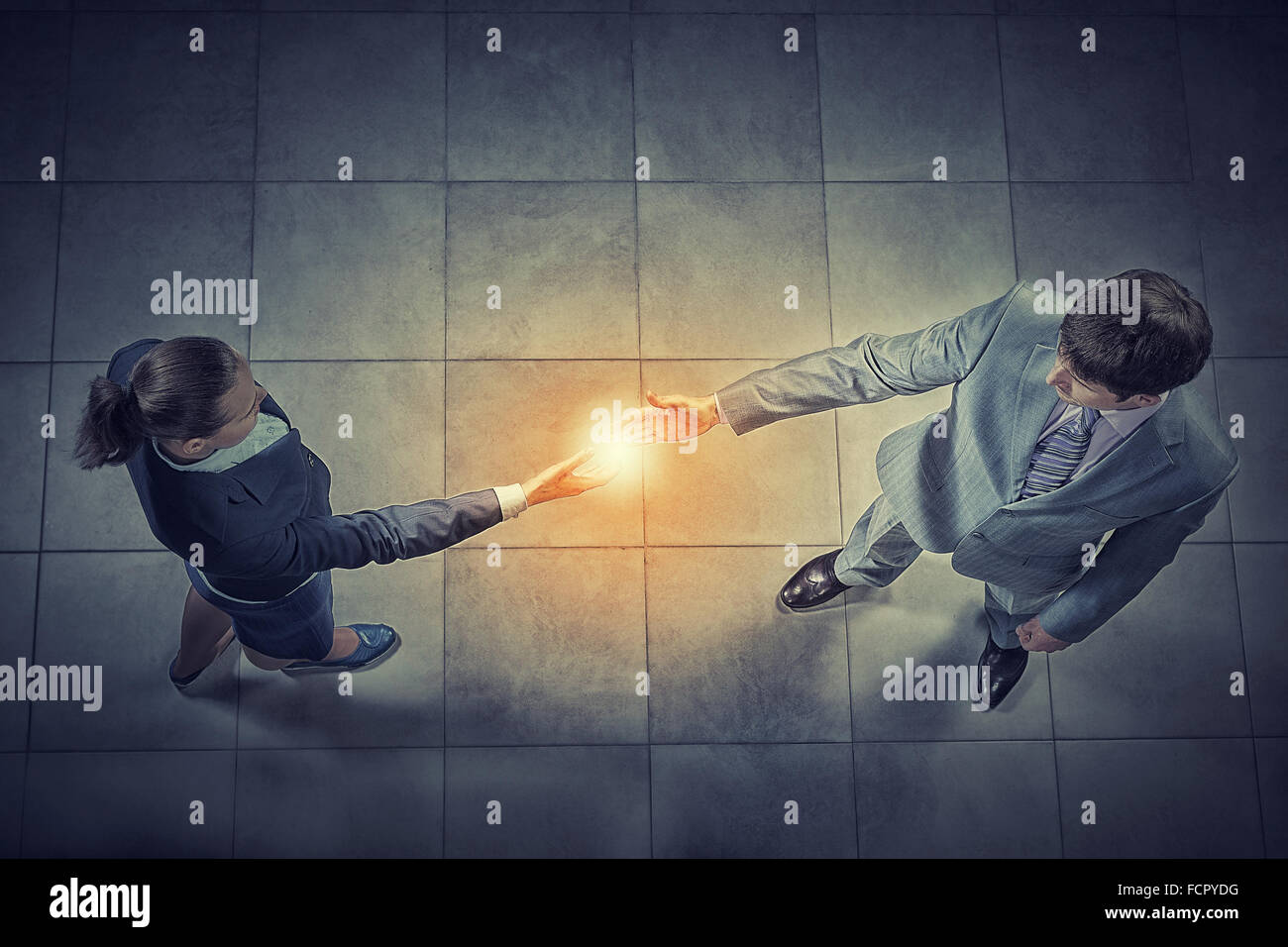 Top view of two businesswpeople shaking hands Stock Photo - Alamy