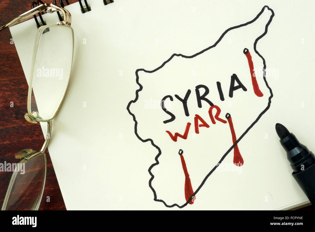 Hand-drawn Syrian map with words Syria and war Stock Photo - Alamy
