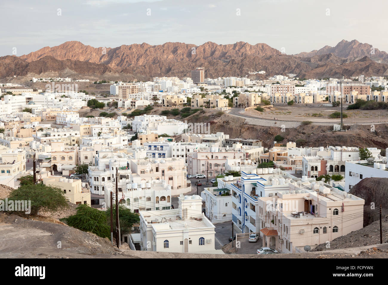 Residential buildings in the city of Muscat. Sultanate of Oman, Middle ...