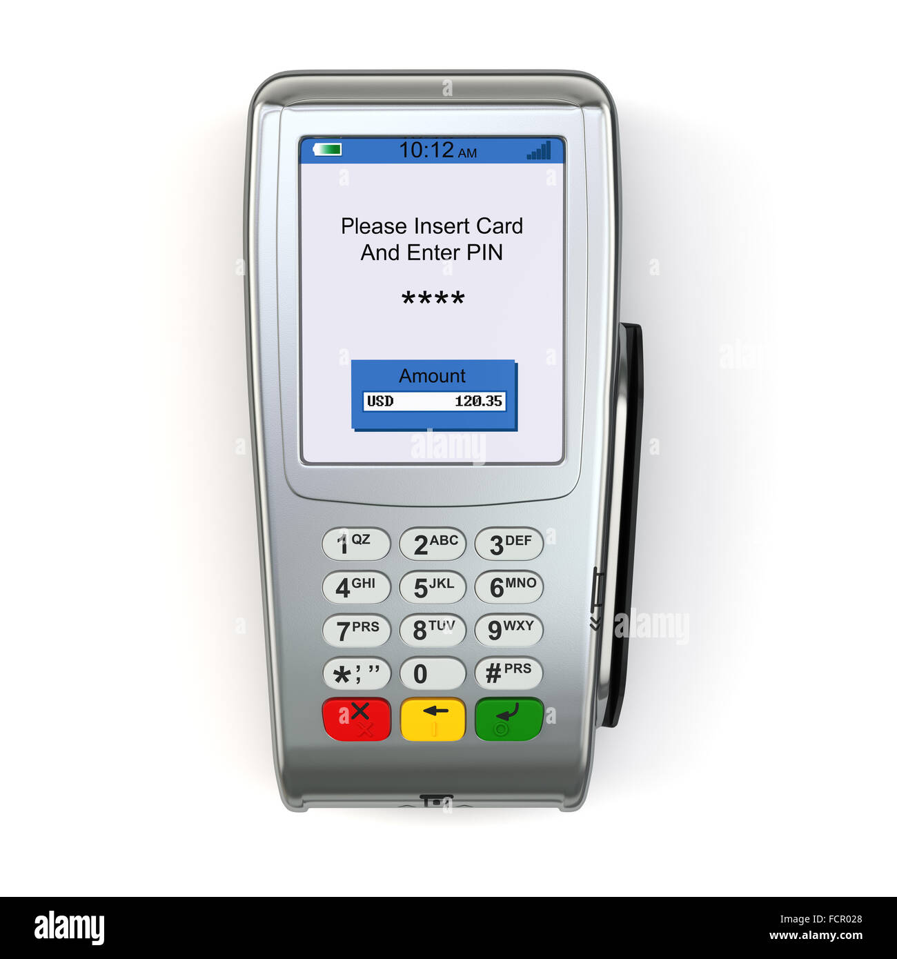 POS terminal isolated on white background. 3d Stock Photo - Alamy