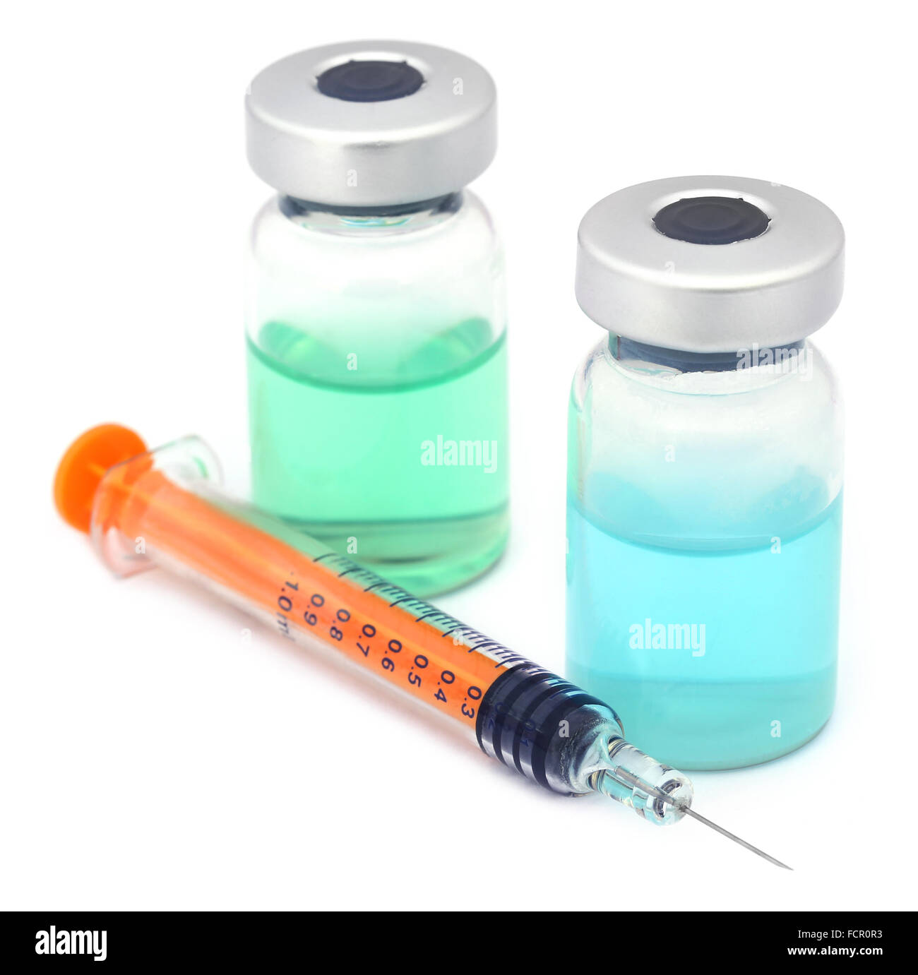 Syringe medical vial blue hi-res stock photography and images - Alamy