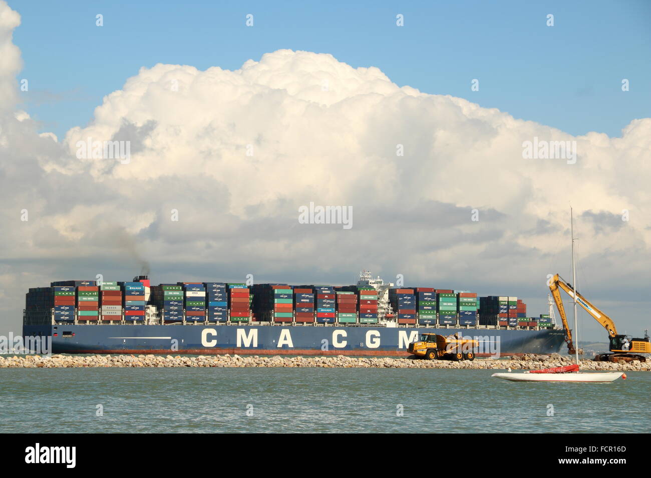 Container ship heading for Southampton,UK Stock Photo - Alamy