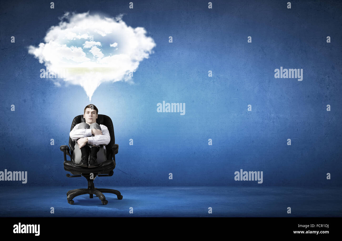 Confident handsome businessman sitting in chair and dreaming Stock ...