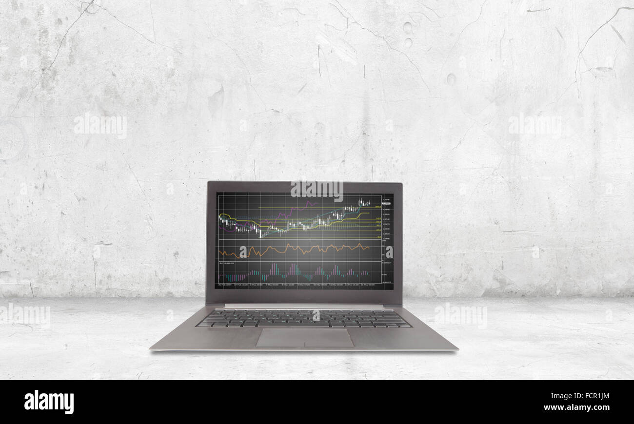 Laptop with graphs and diagrams on screen Stock Photo - Alamy