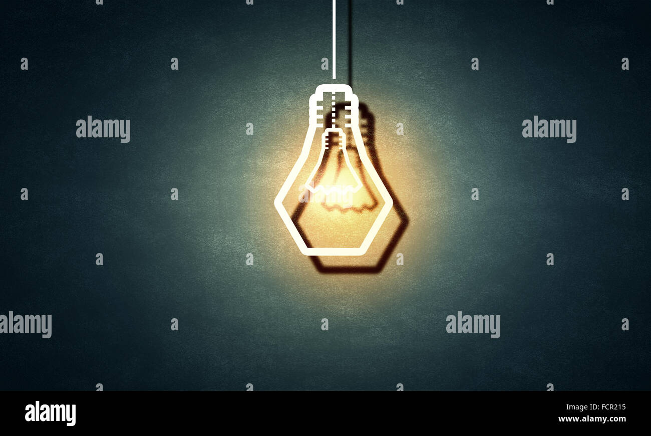 Illuminating hanging light bulb on dark background Stock Photo - Alamy