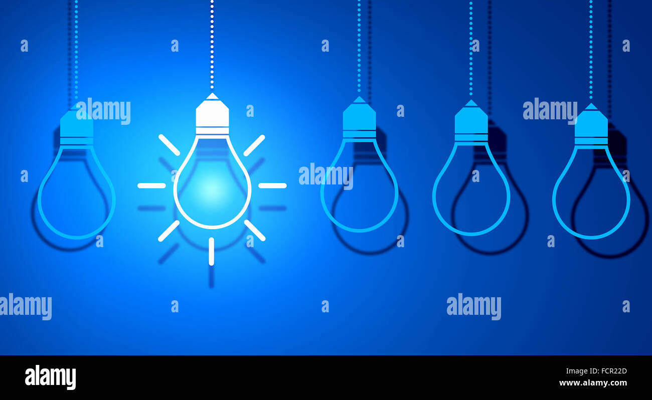Illuminating hanging light bulb on dark background Stock Photo - Alamy