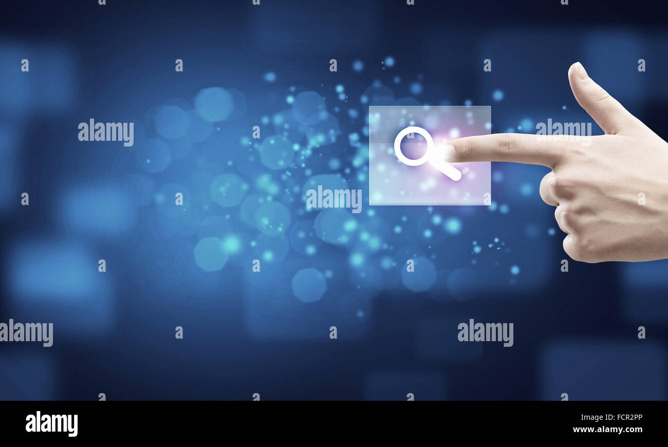 Close up of hand touching icon with finger Stock Photo - Alamy