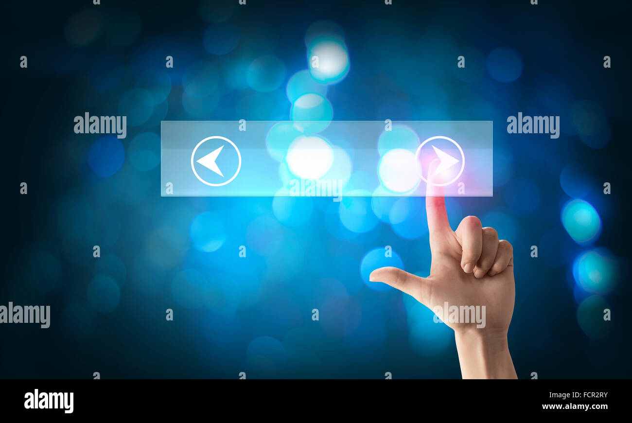 Close up of hand touching icon with finger Stock Photo - Alamy