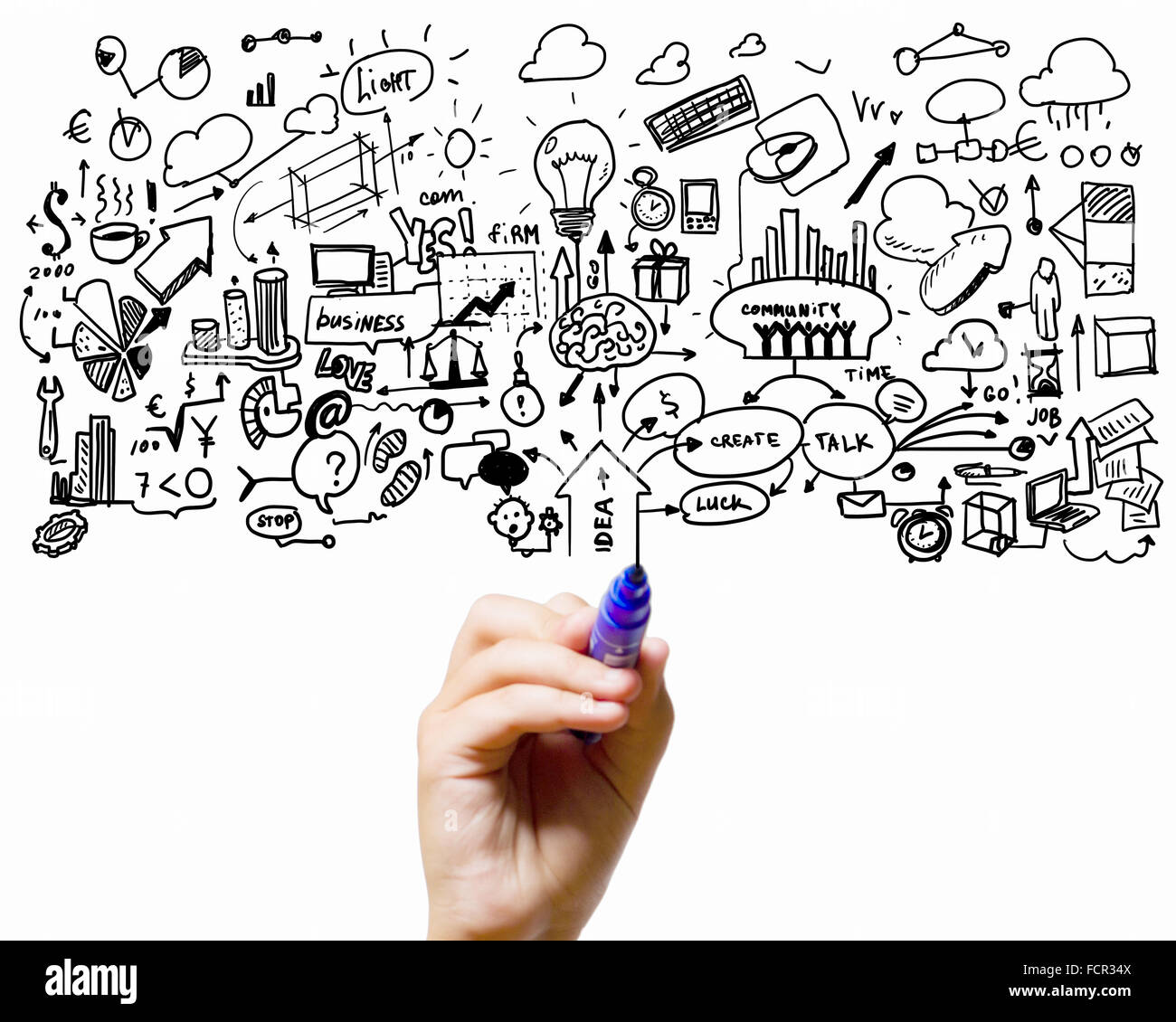 Close up of man hand drawing success strategy plan Stock Photo - Alamy