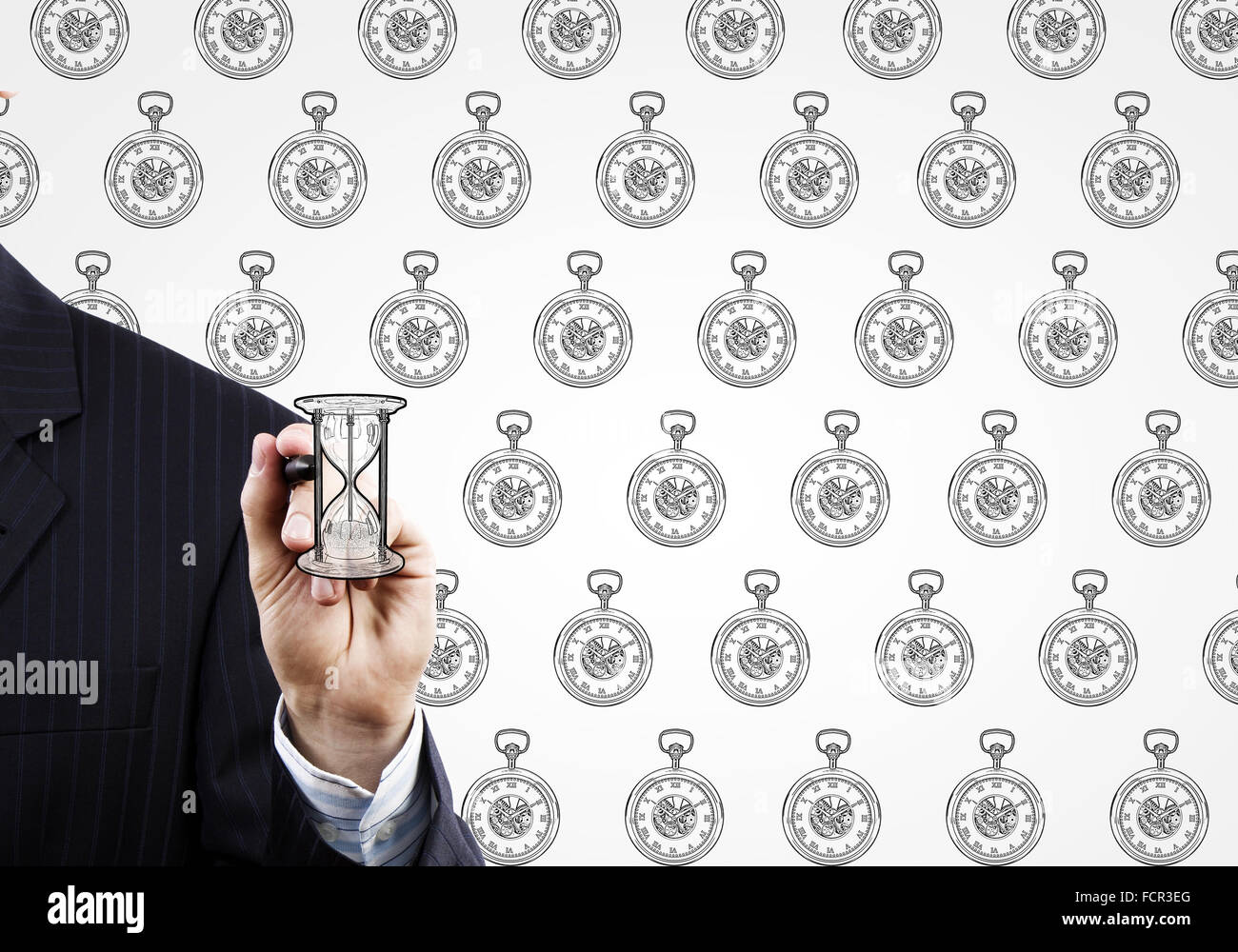Close up of businessman hand drawing time concept Stock Photo - Alamy