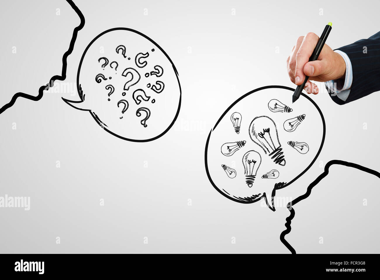 Close up of hand drawing dialogue between two on blackboard Stock Photo ...