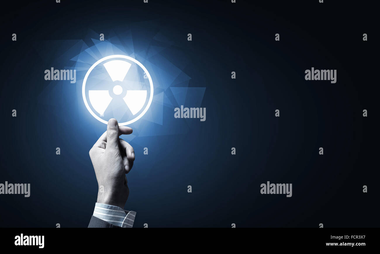 Close up of human hand pushing application icon Stock Photo - Alamy