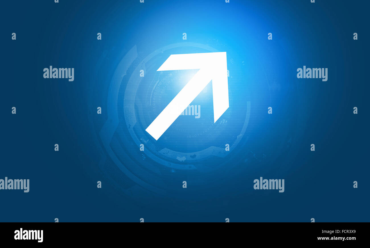 Close up of huma hand with arrow icon Stock Photo - Alamy