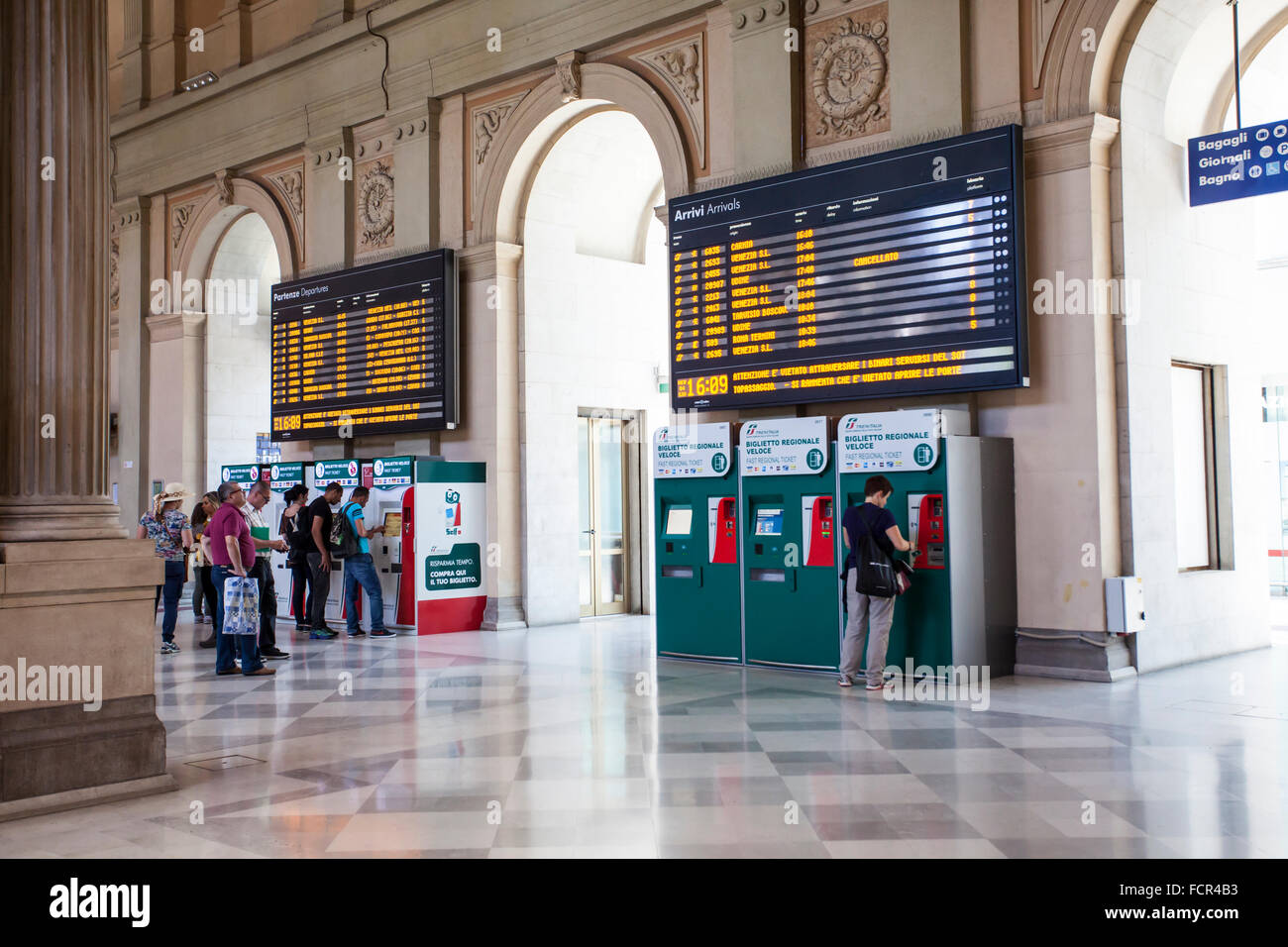 The beautiful building of the railway station in Trieste,the station is ...