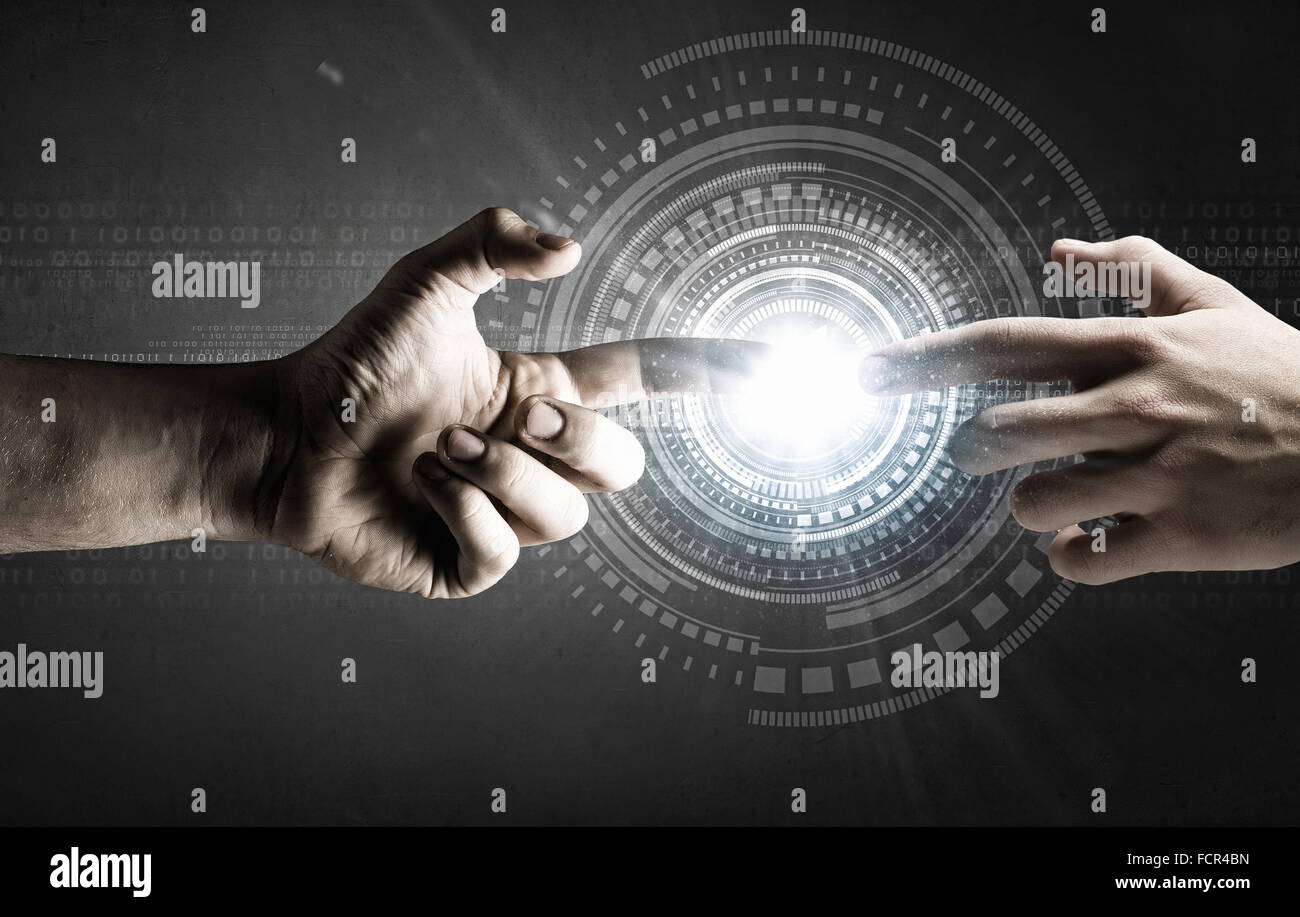 Close up of human hands reaching each other with fingers Stock Photo ...