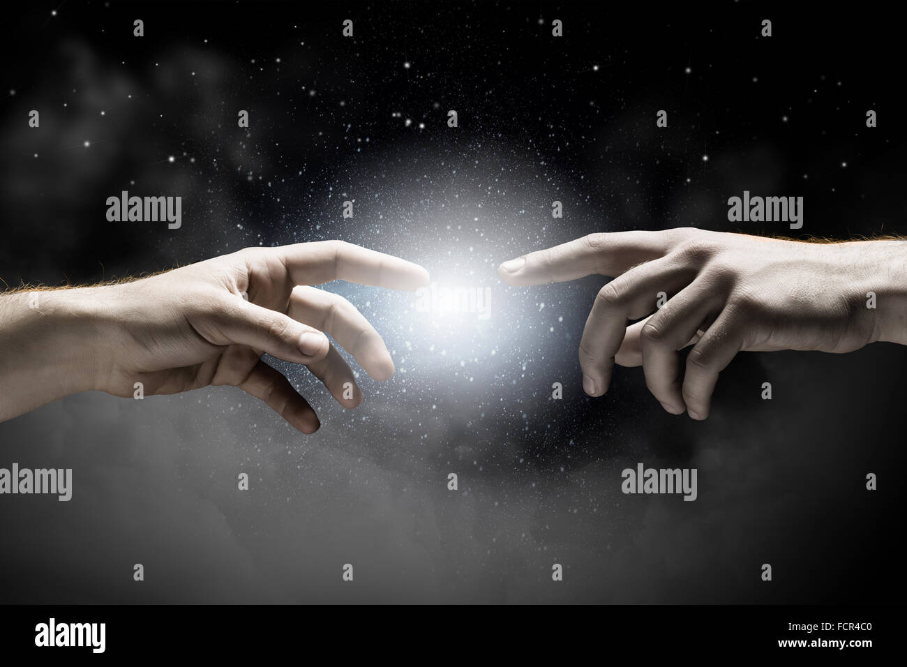 Close up of human hands reaching each other with fingers Stock Photo ...