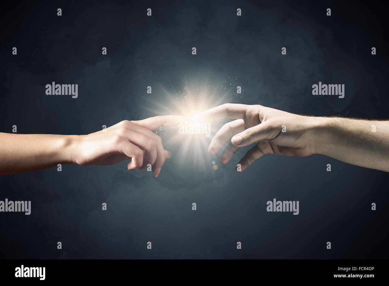 Close up of human hands reaching each other with fingers Stock Photo ...