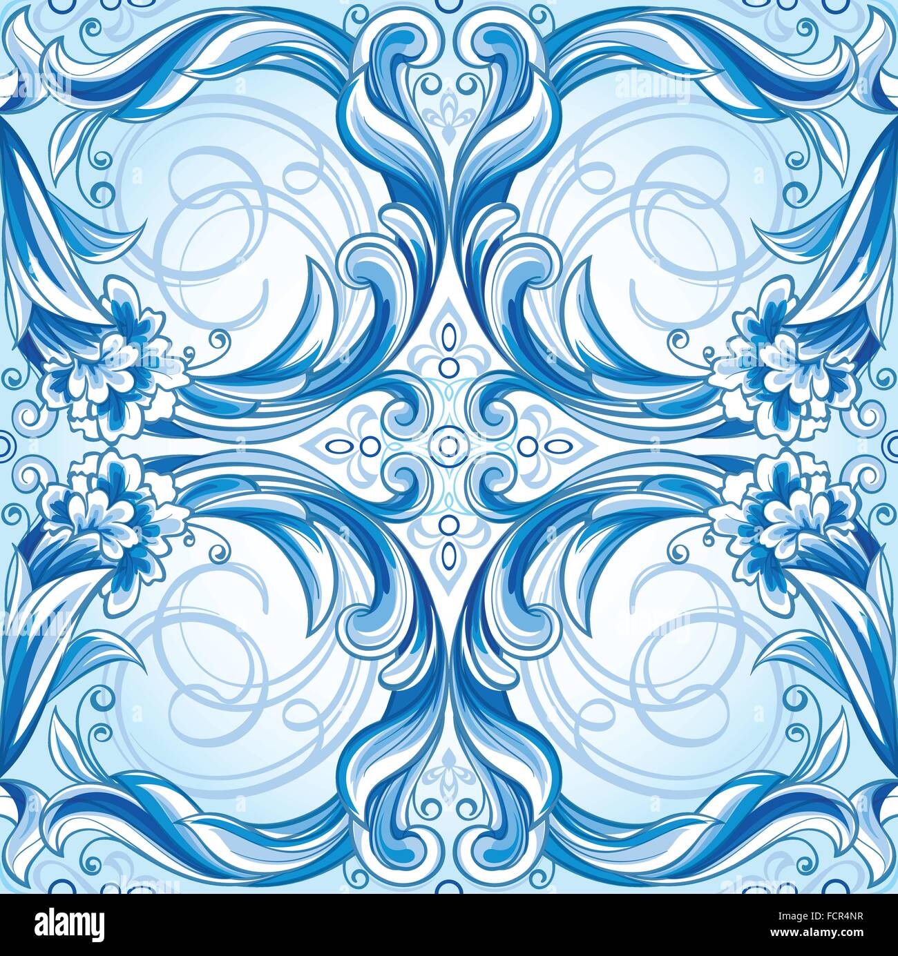 Vector seamless blue floral pattern Stock Vector Image & Art - Alamy