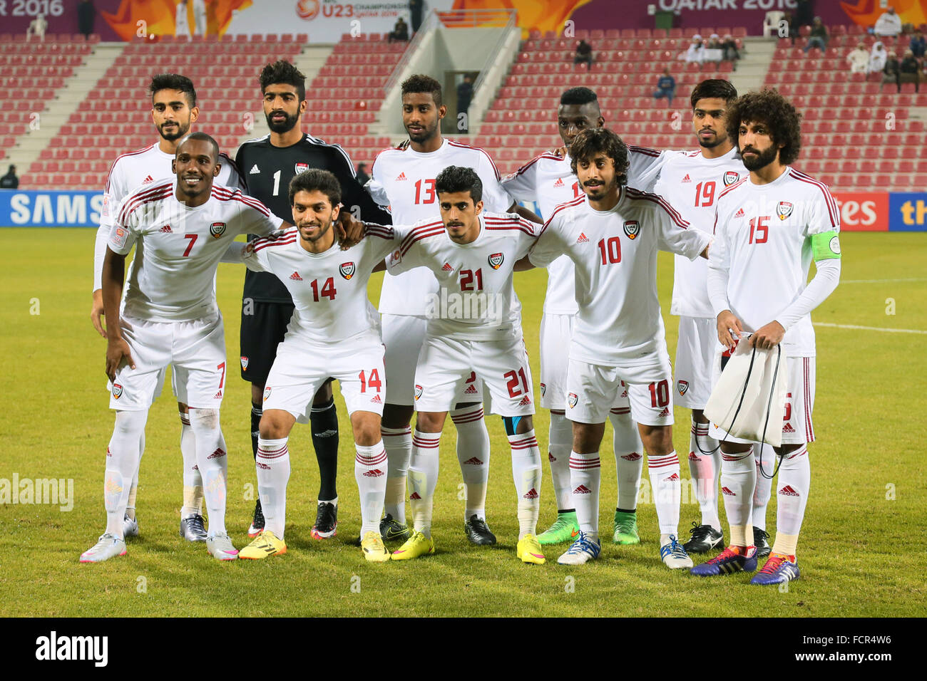 Doha, Qatar. 23rd Jan, 2016. UAE team group line-up (IRQ) Football ...