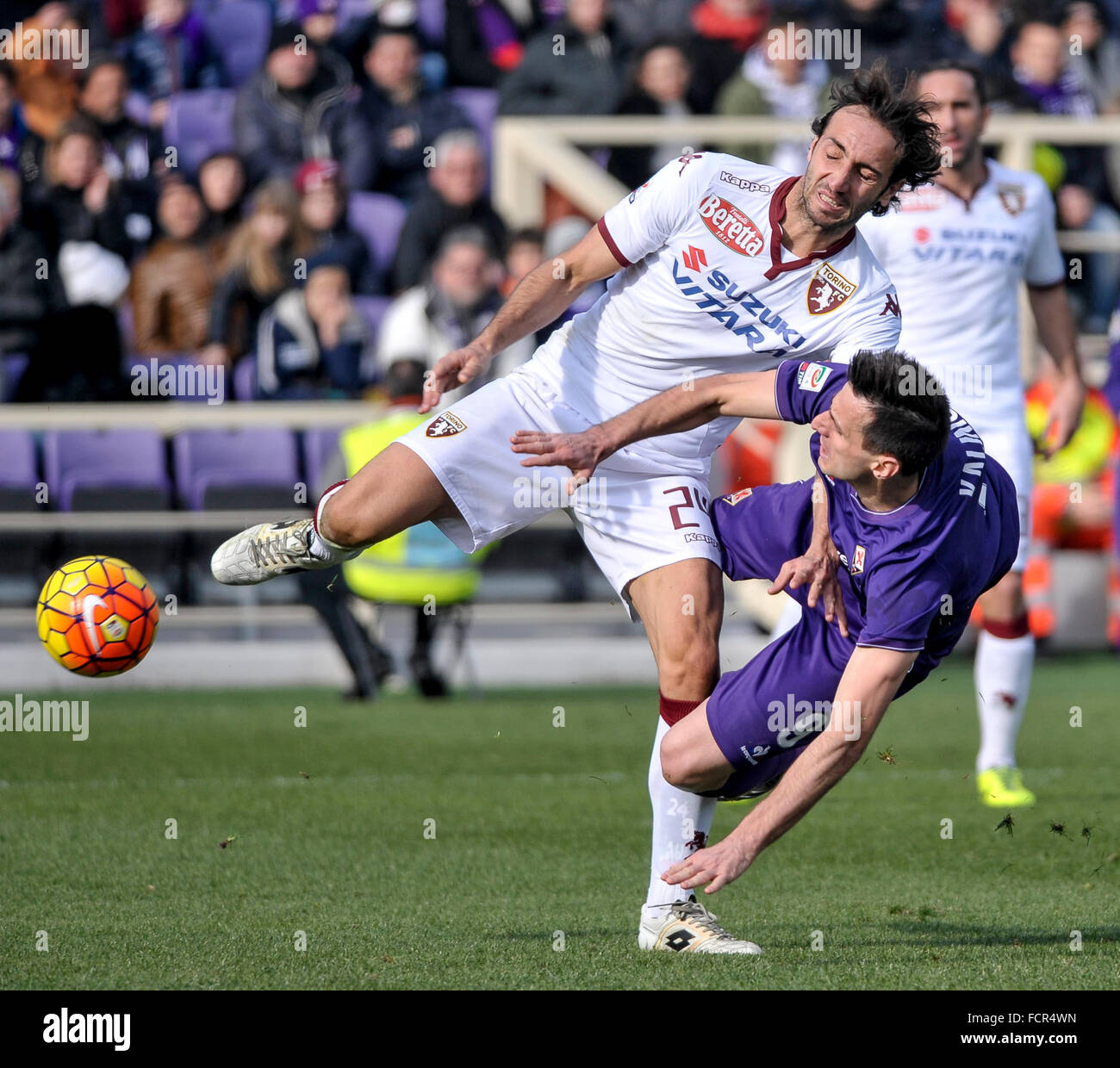Florence, Italy. 24th Jan, 2016. Emiliano Moretti (left) and Nikola ...