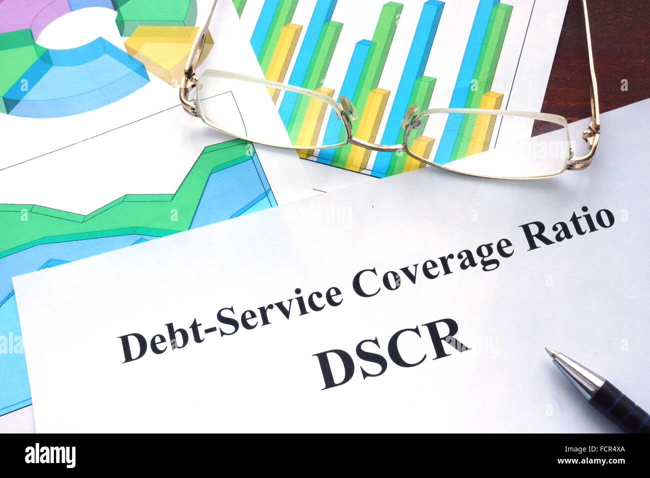 Debt-Service Coverage Ratio – DSCR form on a table. Business concept ...
