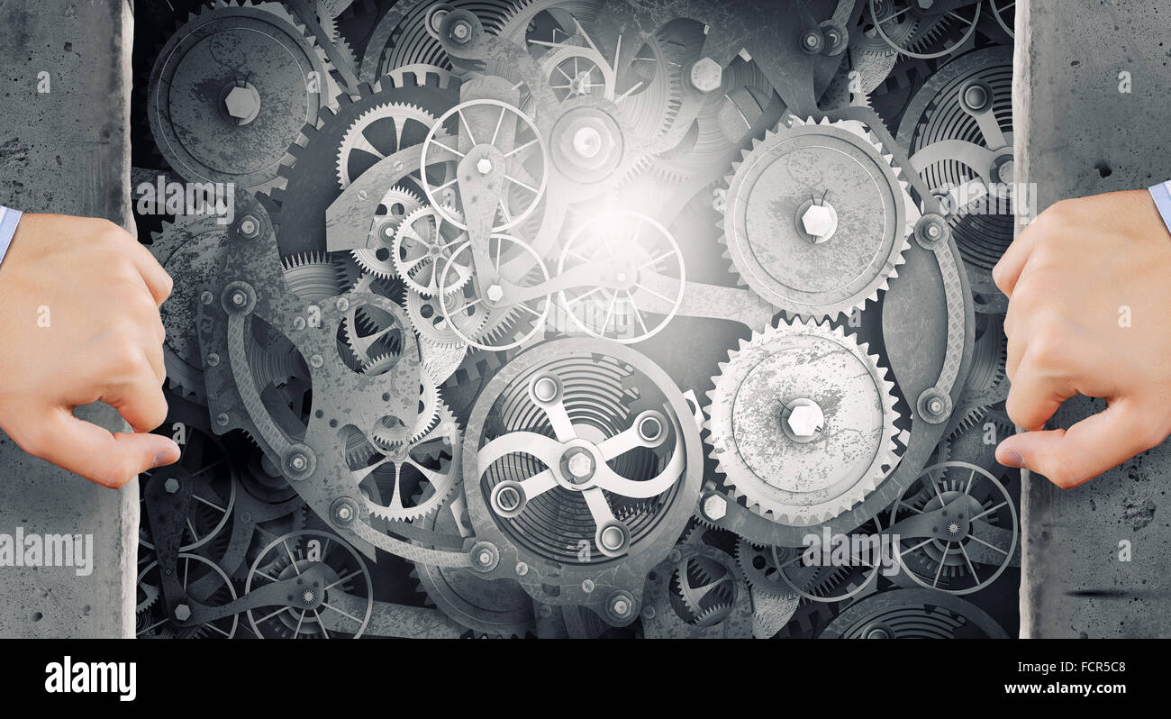 Close up of hand moving a part stone wall Stock Photo - Alamy