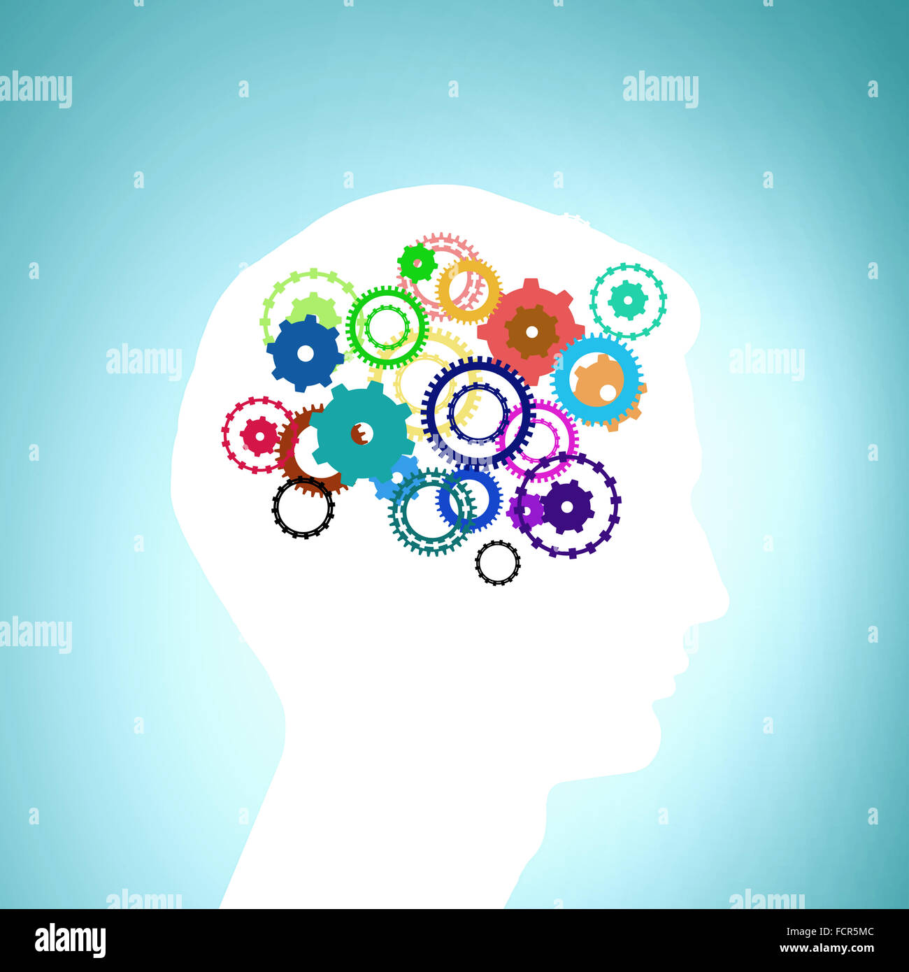 Silhouette of human head with gears instead of brain Stock Photo - Alamy