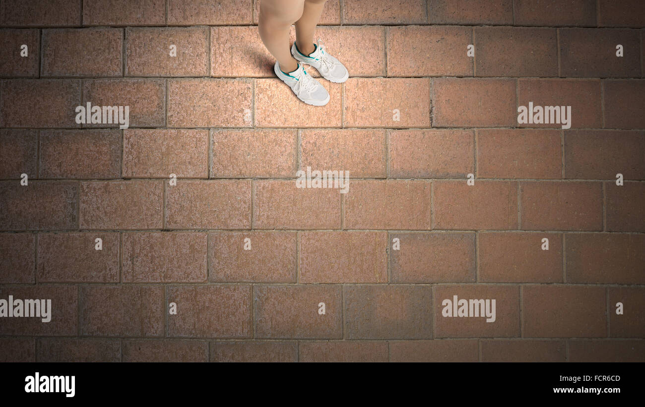 Top view of female legs in white sport shoes Stock Photo - Alamy