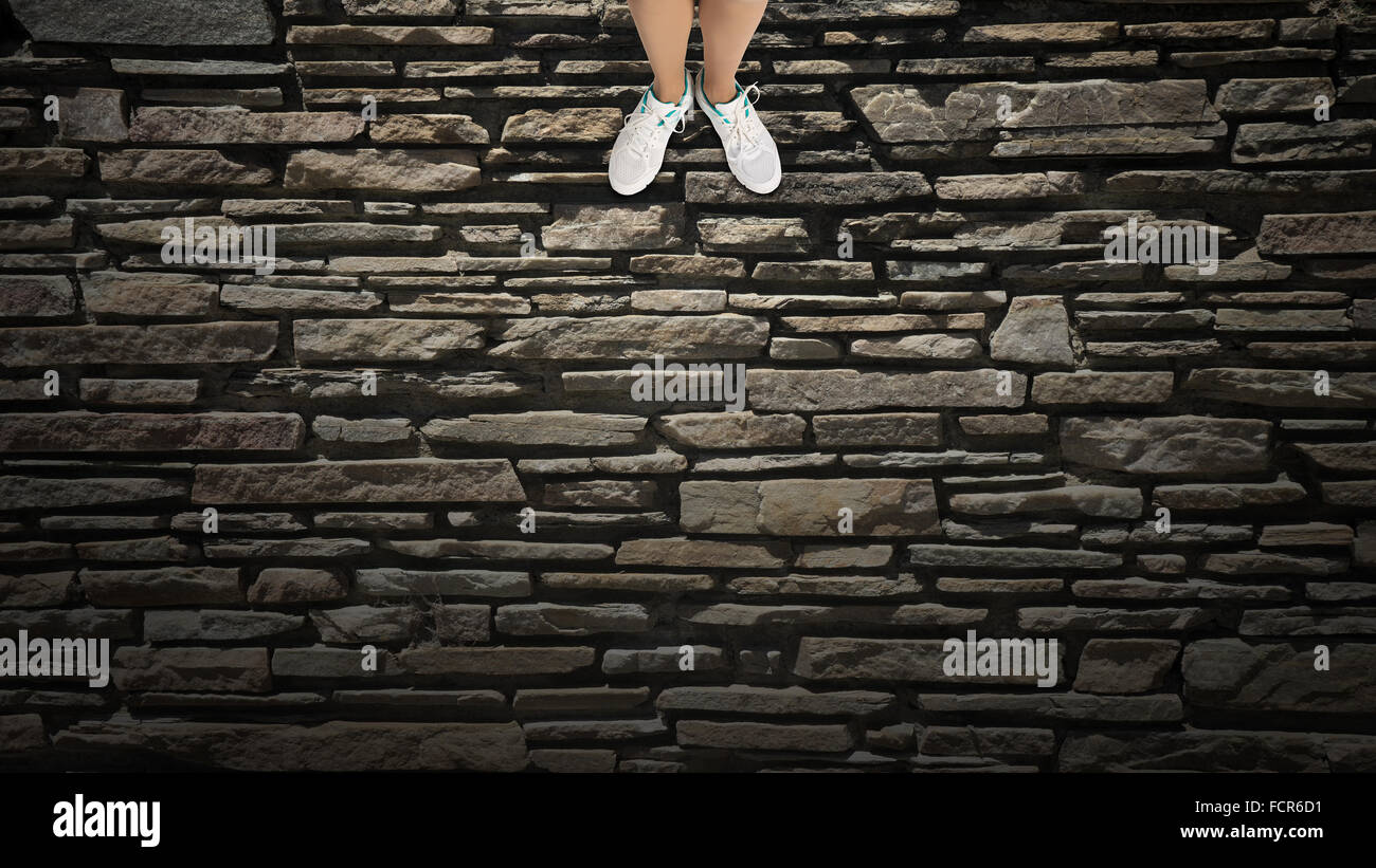 Top view of female legs in white sport shoes Stock Photo - Alamy