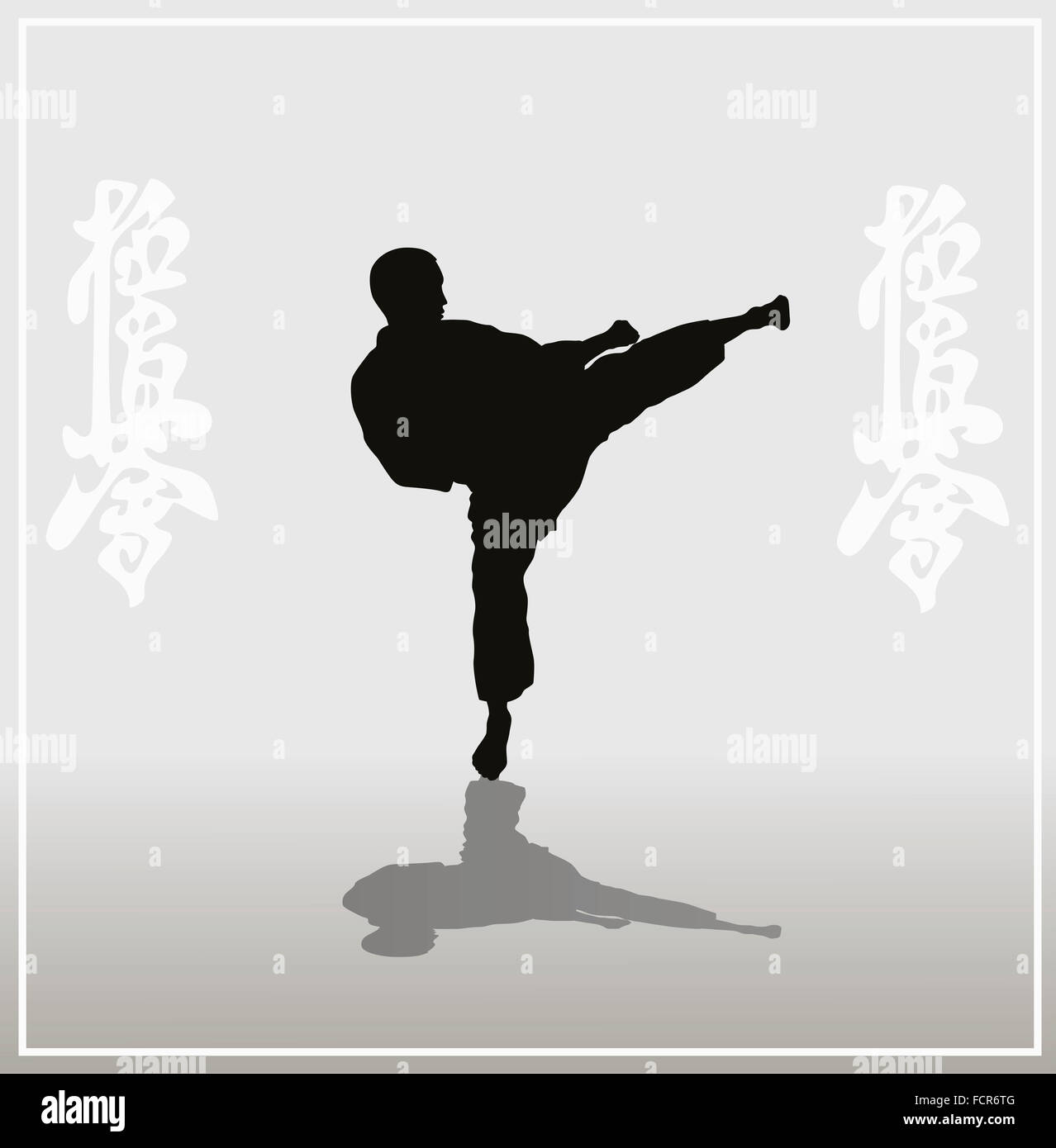 Illustration, the man showing karate on a light background Stock Photo ...