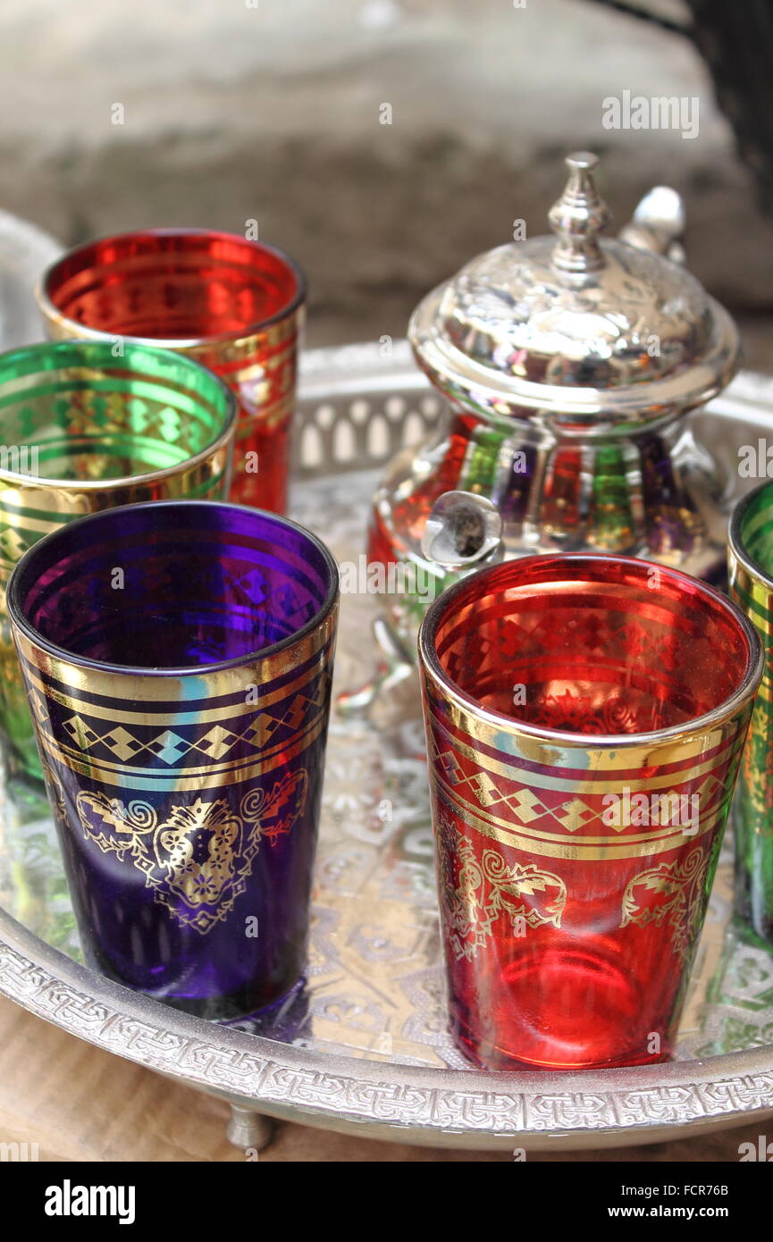 Closeup of Moroccan Tea cups Stock Photo - Alamy